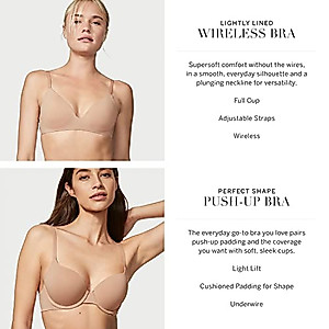 Victoria's Secret Lightly Lined Wireless T Shirt Bra, Adjustable Straps, Bras for Women, Beige (34C)