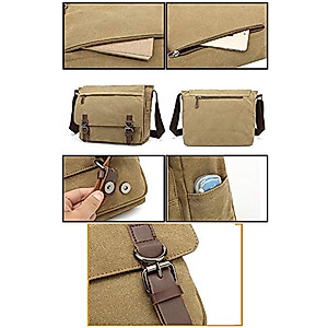 Sechunk Canvas Leather Messenger Bag Shoulder bag Cross body bag Crossbody 13 Inch Laptop Bag