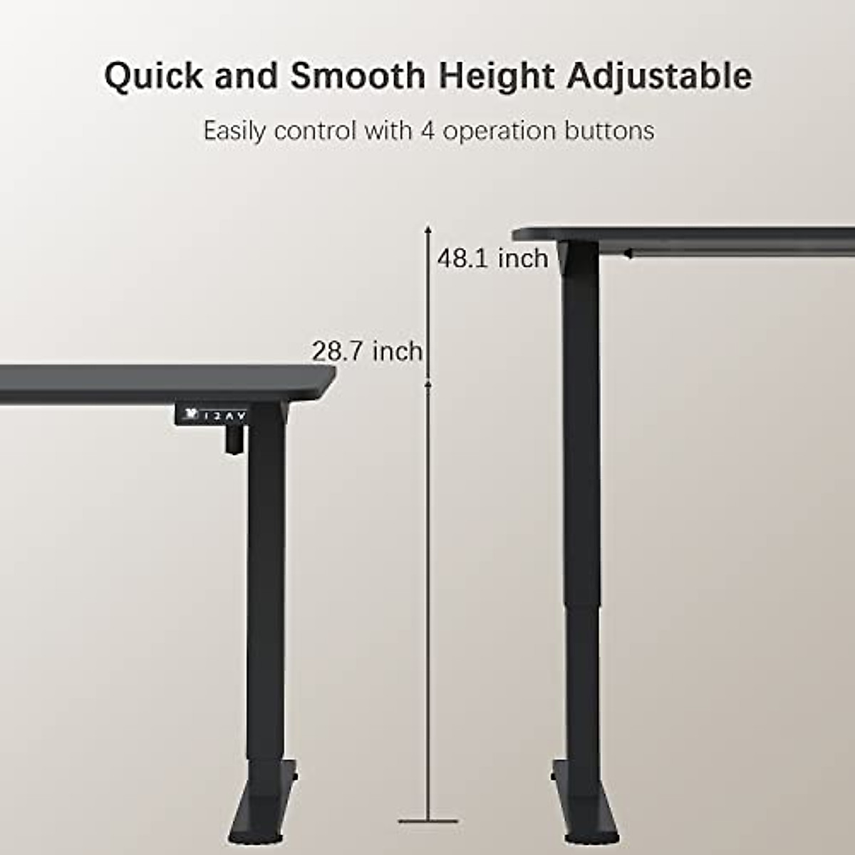 Furmax Electric Height Adjustable Standing Desk Large 55 inch Sit Stand up Desk Home Office Computer Desk Memory Preset with T-Shaped Metal Bracket, Black