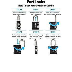 FortLocks Padlock - 4 Digit Combination Lock for Gym Outdoor & School Locker, Fence, Case & Shed – Heavy Duty Resettable Set Your Own Combo – Waterproof & Weatherproof (1 Pack - Orange)