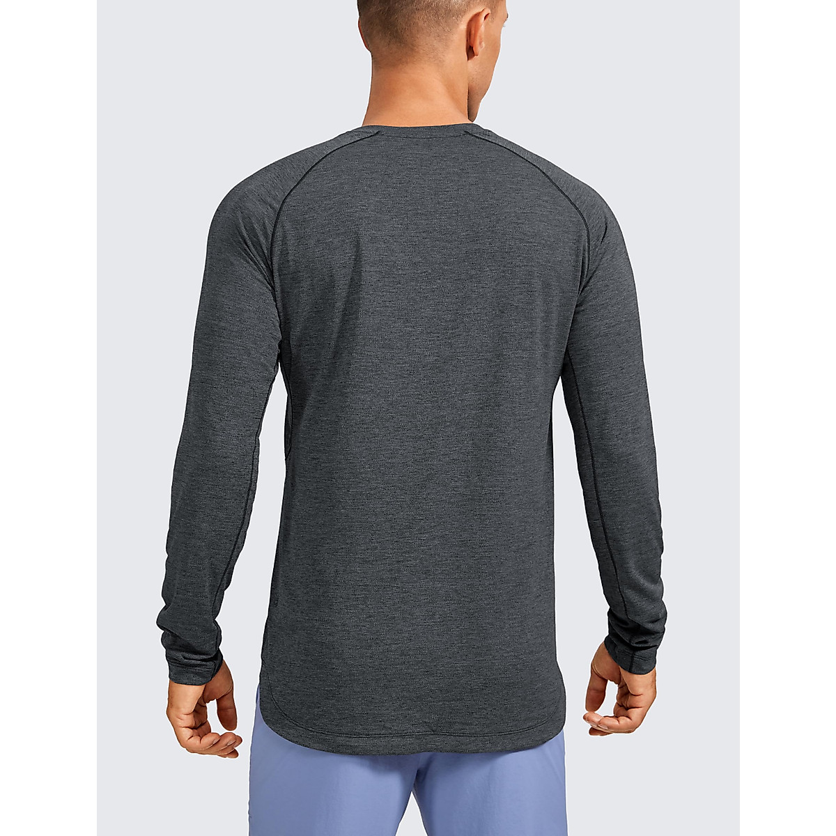 CRZ YOGA Lightweight Long Sleeve Shirts for Men Moisture Wicking Quick Dry Shirt Workout Running Basic Tee Tops Carbon Heather Medium