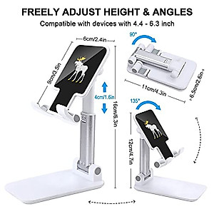 Yoshkar Deer Cell Phone Stand for Desk Foldable Phone Holder Height Angle Adjustable Sturdy Stand White-Style