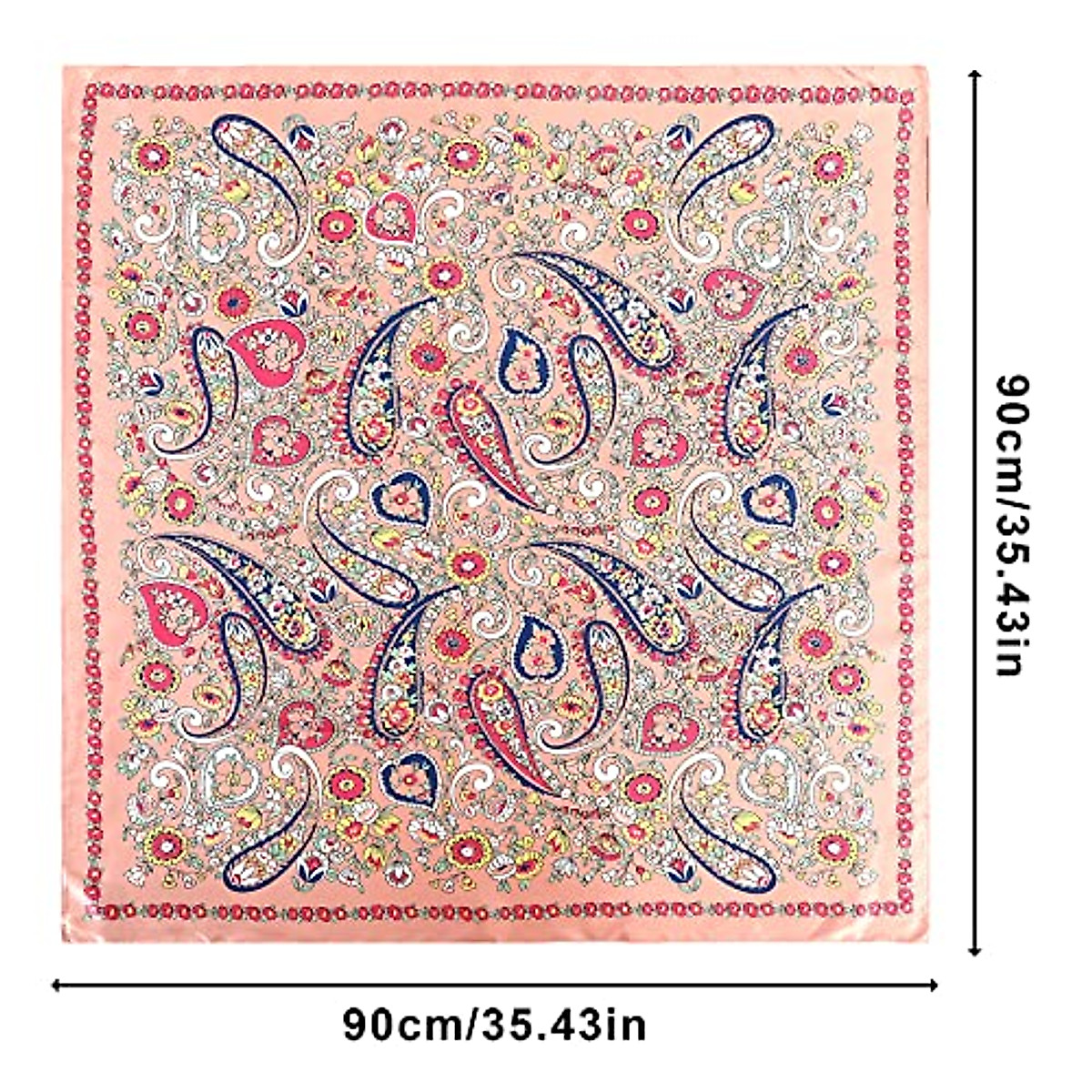 AWAYTR Head Scarf - Large Square Satin Scarf, Cashew(Pink), Women's Hair Wrap, 100% Polyester, Beach Vacation Style