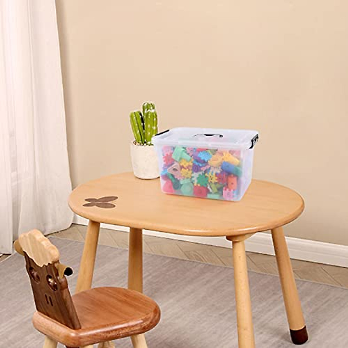 EudokkyNA 10 L Clear Storage Bins with Lids, Plastic Latch Boxes Containers Set of 6