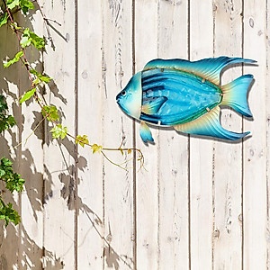 Maansfy Metal Fish Wall Decor Bathroom Garden Art Hanging Glass Decoration for Patio…