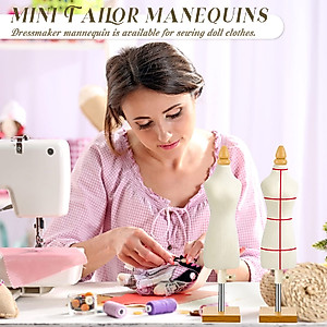 10 Pcs Doll Dress Form Mini Female 1/4 Size Tailor Dressmaker Dummy Mannequins Body Miniature Sewing Mannequin Dress Forms for Sewing with Red Patch Set