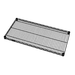 Quantum Storage Systems 2460BK-2 2-Pack Extra Wire Shelves for 24" Deep Wire Shelving Unit, Black Finish, 600 lb. Load Capacity, 1" H x 60" W x 24" D
