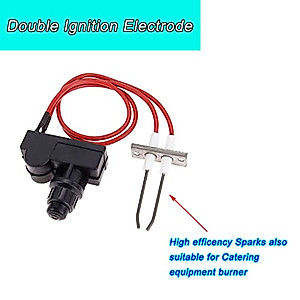 Guofulda Double Ignition kit Electronic Igniter, Push Button Ignition Kit with 450mm Spark Plug Wire, Fits for Gas Fireplace, Oven, Heater, Kitchen lgniter