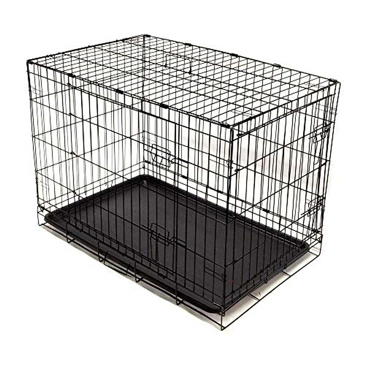 EDMBG Dog Crate 36x23x26 Large 2 Door Pet Kennel Cage Folding Portable Travel Metal