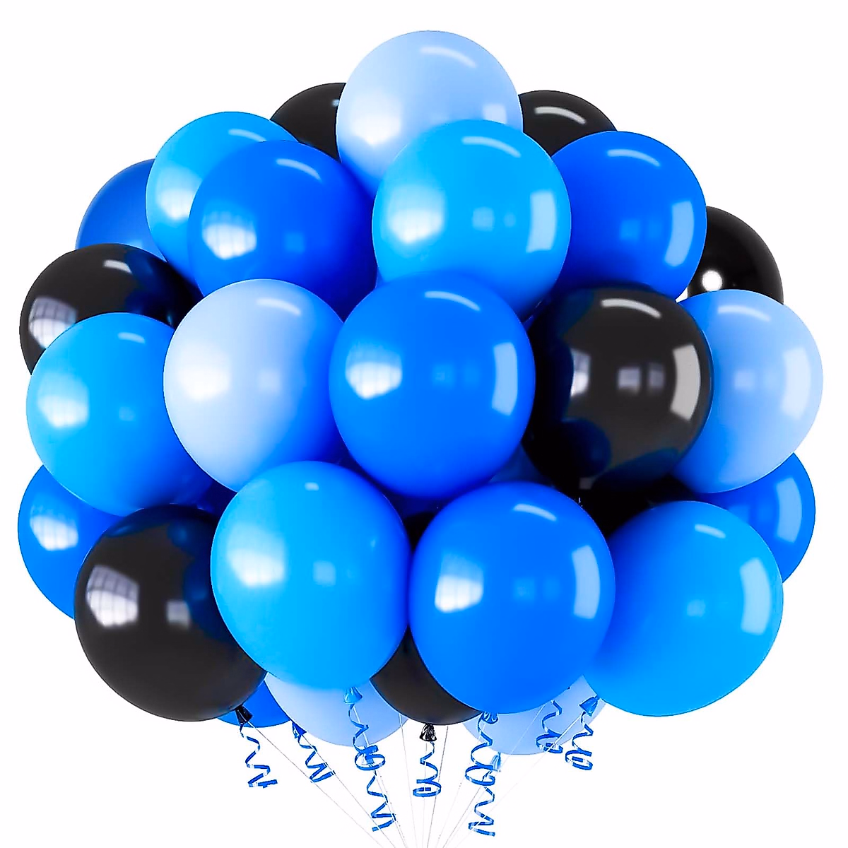 60 Pcs Birthday Decorations, Royal Blue and Black Balloons, 12 Inch Latex Balloons Party Supplies for Boys Birthday Baby Shower Game Birthday Wedding Bridal Shower Party Decorations (11-LH)