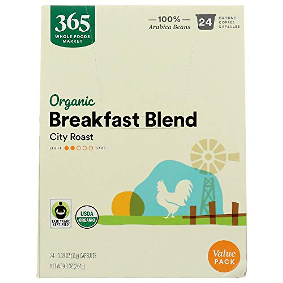 365 by Whole Foods Market, Organic Breakfast Blend Coffee Capsules, 0.39 Ounce (Pack of 24)