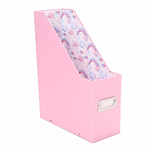 Snap-N-Store Storage Box - Pack of 2 Magazine File Boxes for Organizing - 12.25 x 3.88 x 9.75 Inch Storage Boxes w/Lids for Documents, Paper and Organizing, Back To School Supplies for Students, Pink