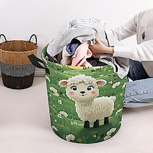 Laundry Hamper Cute Cartoon Sheep Freestanding Laundry Basket Thickened Waterproof Collapsible Clothes Hamper Storage for Clothes Toys Dorm And Family