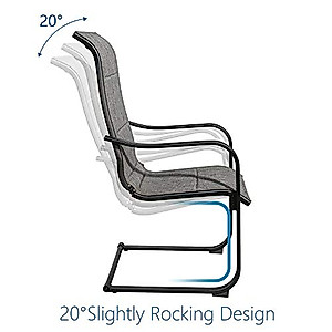 Iwicker 4 Pieces Outdoor Dining Chairs, Patio C Spring Motion Steel Textilene Dining Chairs with Cotton-Padded and High Back for Porch, Balcony, Backyard and Indoor