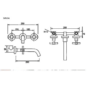 ShiSyan Y-LKUN Faucet Modern Brushed Rose Gold Brass Double Cross Handle Bath Wall Mounted 3 Hole Water Bathroom Home Sink Faucet Hot Cold Tap in-Wall