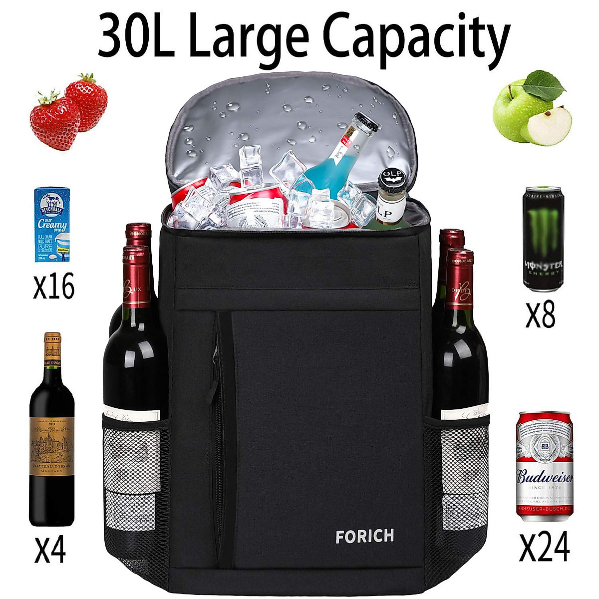 FORICH Soft Cooler Backpack Insulated Waterproof Backpack Cooler Bag Leak Proof Portable Small Cooler Backpacks to Work Lunch Travel Beach Camping Hiking Picnic Fishing Beer for Men Women