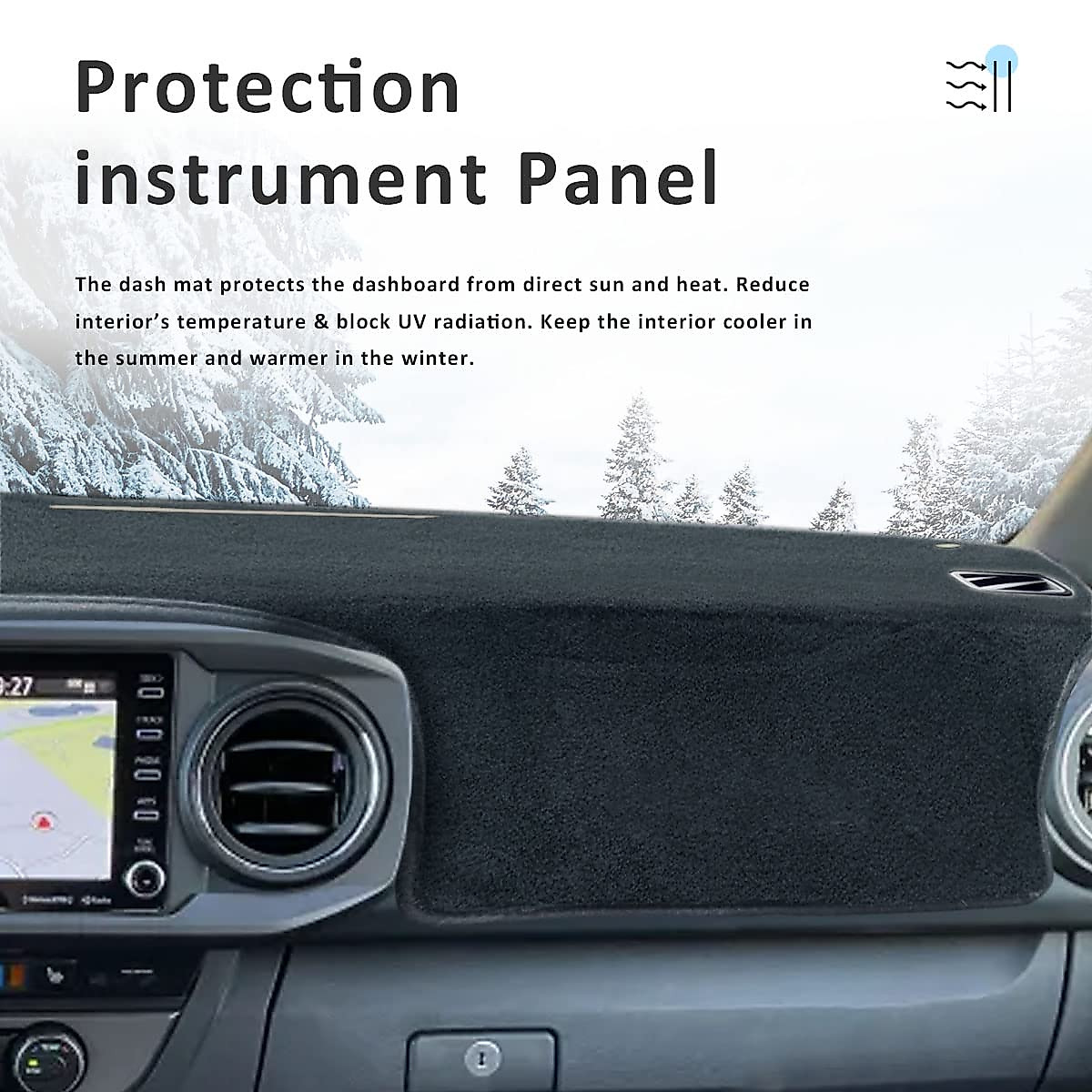 auovo Dashboard Cover Mat Compatible with Toyota Tacoma 2016 2017 2018 2019 2020 2021 2022 2023 Anti-Slip Dash Cover Dash Carpet Cover Sunshield Protector