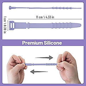 20 Pcs Silicone Zip Ties, Reusable Wire Ties 4.5'' Rubber Cable Ties Straps for Wire Management Home Office Table Organizer, Elastic Cord Ties in White, Black, Pink, Purple, and Blue