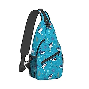 Yrebyou Shark Sling Bag for Women Sling Backpack Waterproof Shoulder Daypack Outdoor Camping Running Climbing