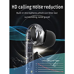 ROCXF Latest Upgrade Bluetooth 5.2 True Wireless Earbuds with Led Display Charging Case Waterproof Earbuds 30 Hours Playtime Built-in Mic Earbuds HiFi Premium Sound with Deep Bass for Sport,Black