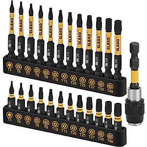 Tamper Proof Torx Bit Set: 25 Pieces T4-T40 Torx Bits Set | Torx Security Bit Set | Security Torx Bit Set | Star Bits Set | 1/4 Hex Torx Screwdriver Bit Sets