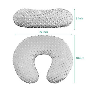 Minky Nursing Pillow Cover, 2 Pack Nursing Pillow Slipcover for Breastfeeding Pillow Slipcover Fits Nursing Pillow, Soft Snug for Infant & Baby Boy Girl (Grey & Blue)