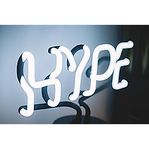 Amped & Co HYPE Real Neon Light Novelty Desk Lamp, Large 9.6x8.3", White Glow