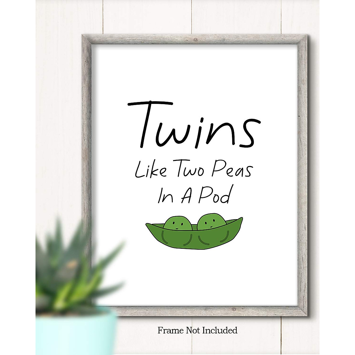 Govivo Twins | Like Two Peas In A Pod - Wall Decor Art Print with a black background - 8x10 unframed typography artwork printed on photograph paper