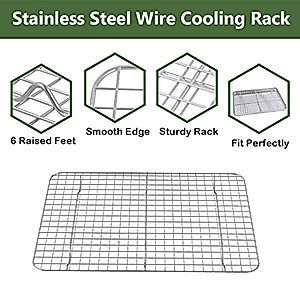 ROTTAY Baking Sheet with Rack Set (2 Pans + 2 Racks), Stainless Steel Cookie Sheet with Cooling Rack, Nonstick Baking Pan, Warp Resistant & Heavy Duty & Rust Free, Size 16 x 12 x 1 Inches