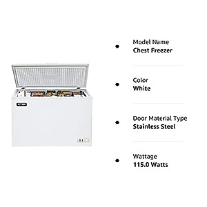 KITMA Chest Freezer - 7 Cu.Ft Reach-In Freezer Chest - Solid Door Deep Freezer with Wire Storage Basket, White
