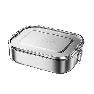 NUTUNI 47oz/1400ML Stainless Steel Lunch Box, 5 Compartments Bentobox for Kids or Adults, Metal Bento Box with Lockable Clips, Leakproof Food Storage Container for Work Lunch