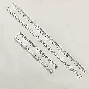2 Pack Plastic Ruler Straight Ruler Clear See Through Measuring Acrylic Tool for Student School Office with Centimeters and Inches(6 Inch+12 Inch)
