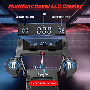 GYMAX Folding Treadmill, 3.75HP Electric Running Machine with 12 Preset Programs, Smart App Control, LCD Monitor & Device Holder, Foldable Freestanding Treadmill for Home Gym Small Space