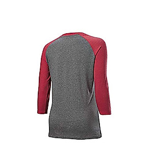 EvoShield Women's Standard Poly/Cotton Mid Sleeve Shirt, Charcoal/Scarlet Heather, Large