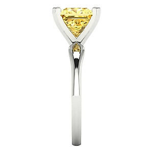 Clara Pucci 2.4ct Princess Cut Solitaire Natural Yellow Citrine Wedding Bridal Designer art deco Anniversary Ring Real 14k White Gold