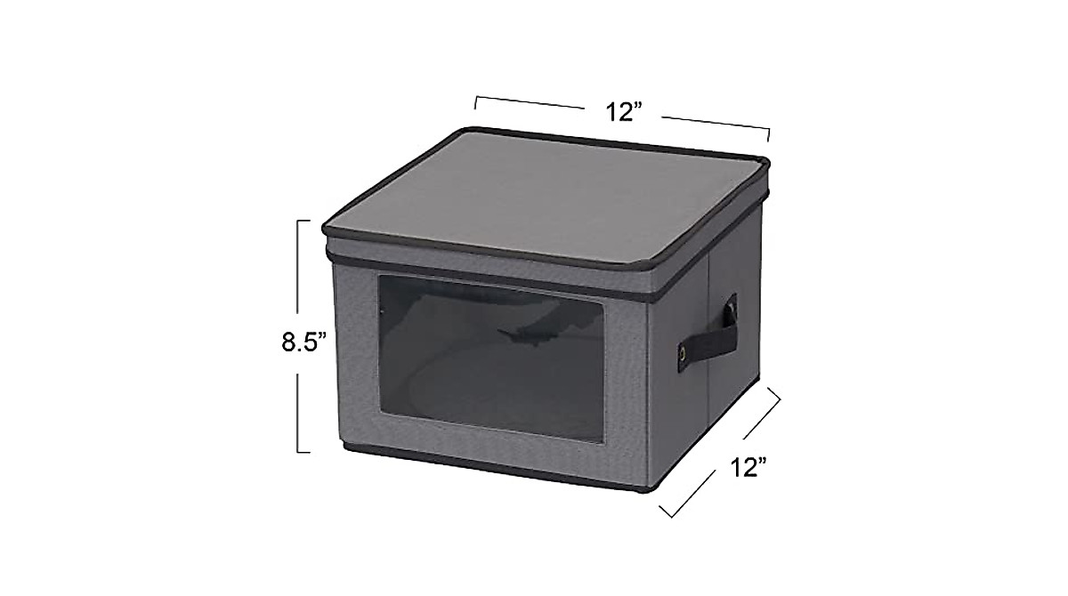 Household Essentials Dinner Plate Storage Box with Handles & Windowed Panel