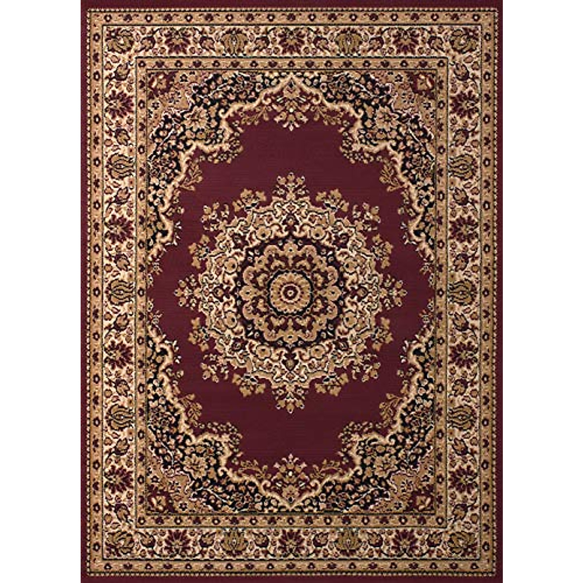 United Weavers of America, Dallas Collection, Area Rug, Indoor, Polypropylene, Jute Backing, Stain Resistant, Traditional, Burgundy, Floral Print, Rectangular, 5'3" x 7'2"