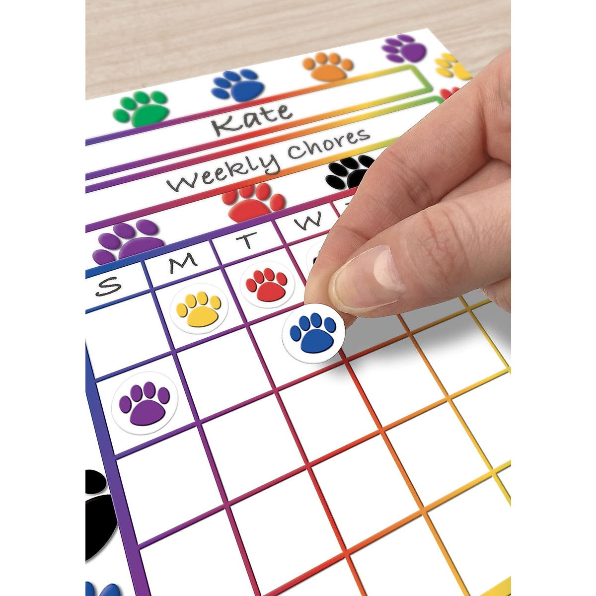 Teacher Created Resources Colorful Paw Prints Mini Stickers Value Pack (4742) 3/8 in
