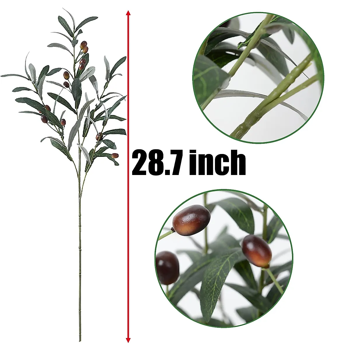 SzJias Olive Branches for Vases Artificial Olive Branches Faux Tree Branches Stems for Vase (3 Branches, 28.7 inch/Each)
