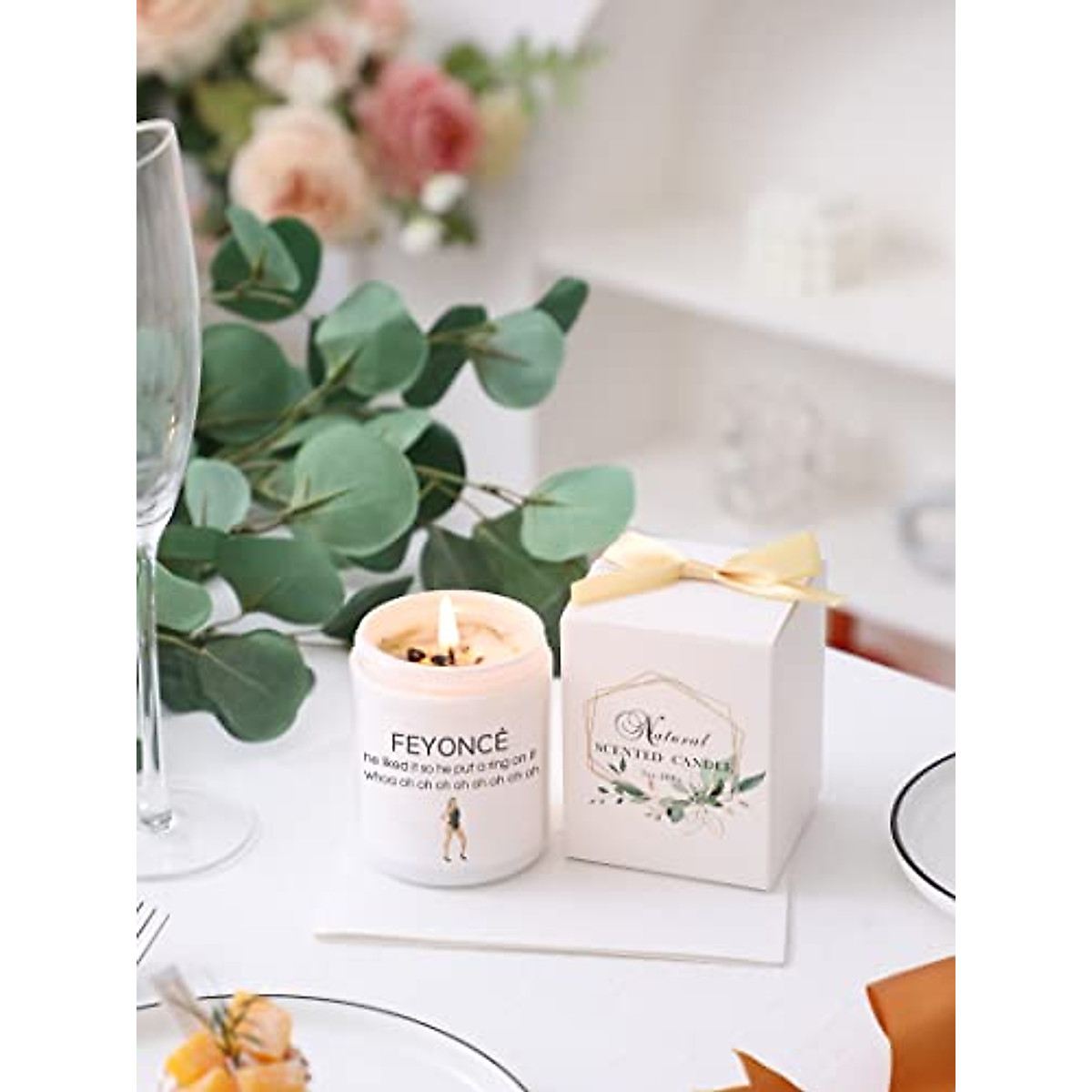 Engagement Gifts for Couples, Feyonce Newly Engaged Gift for Bride, He Put A Ring On it Candle, Vanilla&Lavender Scented Candles with Crystal