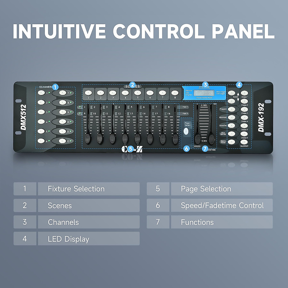 CO-Z 192 DMX 512 Stage DJ Light Controller Lighting Mixer Board Console for Light Shows, Party Disco Pub Night Club DJs KTV Bars and Moving Heads