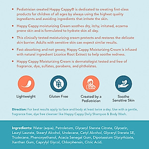 Happy Cappy Dr. Eddie's Moisturizing Cream - Baby Eczema Cream, Eczema Lotion for Kids, Pediatrician-Formulated, Gentle, Paraben Free, Hypoallergenic, Sulfate Free, Soothes Dry Skin - 6 Fl Oz