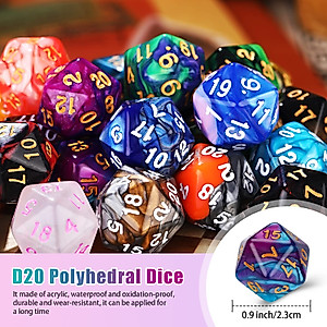 TecUnite 25 Pieces Polyhedral Dice Set with Black Pouch Compatible with RPG MTG and Others with Random Multi Colored Assortment(Star)