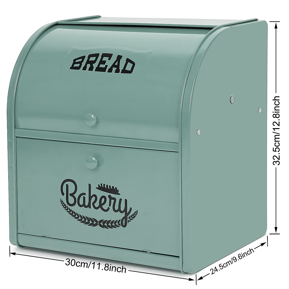 Olebes Bread Box, Metal Bread Box For Kitchen Countertop, Bread Storage Container Holds 2 Loaves Of Bread, High Capacity Breadbox, Bread Holder Suit Farmhouse Kitchen Decor For Counter (Black)