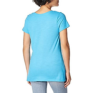 Hanes Women's Shirts, Slub Cotton Shirred V-Neck Tee, Cotton T-Shirts for Women, Women’s Tee Shirts