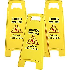 Galashield Wet Floor Sign 3 Pack 2-Sided Safety Yellow Warning Signs Commercial 26" Caution Wet Floor Signs