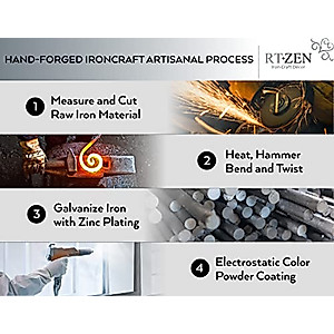 RTZEN Farmhouse Small Key Holder for Wall - Handcrafted Swirl Decorative 5 Key Hooks for Home Entryway - Wrought Iron Black Wall Mount Key Rack Purse Coat and Leash Holder or Organizer (Classic)