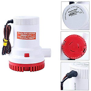 Amarine Made Non Automatic Bilge Pump for Boats 2000 GPH Submersible Pump 12V Boat Marine Plumbing Electric with Hose ID 29mm 1-1/8 Outlet 8.5A White