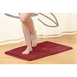 Clara Clark Bath Mat – Memory Foam Bath Mat - Soft Bathroom Rug - Non Slip and Super Absorbent - Fast Drying Machine Washable Bath Mat - Red - Small Size 17” x 24”