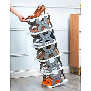 SAYONAKUAJ Foldable Shoe Rack, Collapsible Shoe Rack, 6-Tier Folding Shoe Rack, Shoe Organizer, Collapsible Shoe Storage, Shoe Tower, Corner Shoe Rack, Vertical Shoe Rack (6-TIER GRAY 1Pcs)